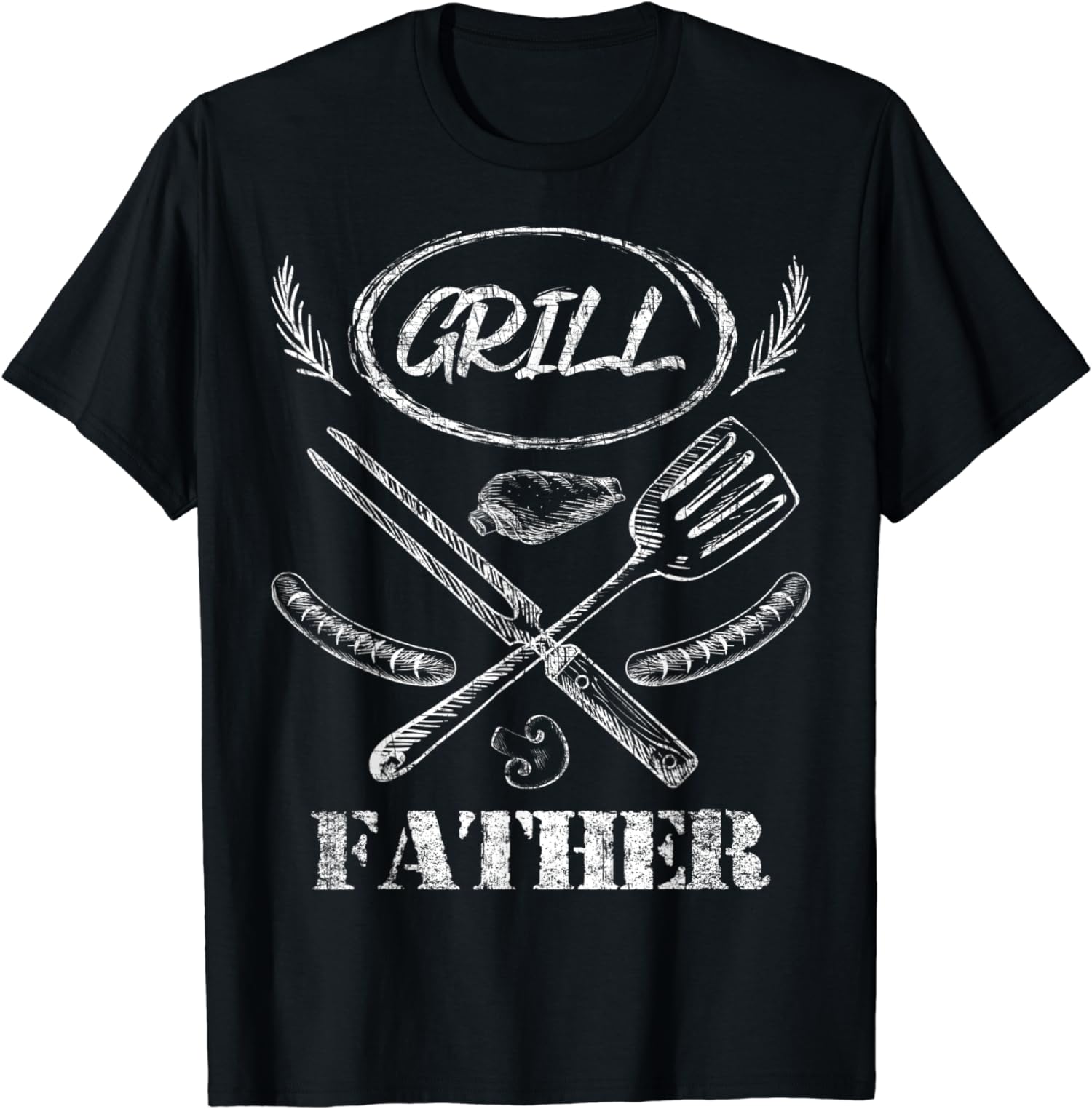 Mens Vintage Grill Father Daddy BBQ Chef Father's Day Gift Idea T-Shirt ...
