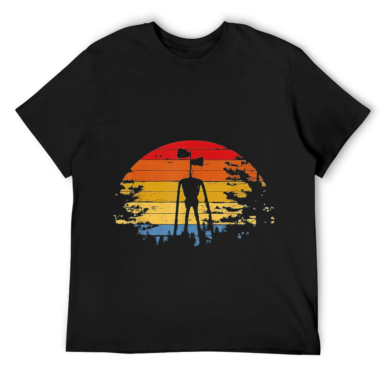 Mens Vintage Retro Scary Siren Head Creepypasta Horror T-Shirt Black S ...