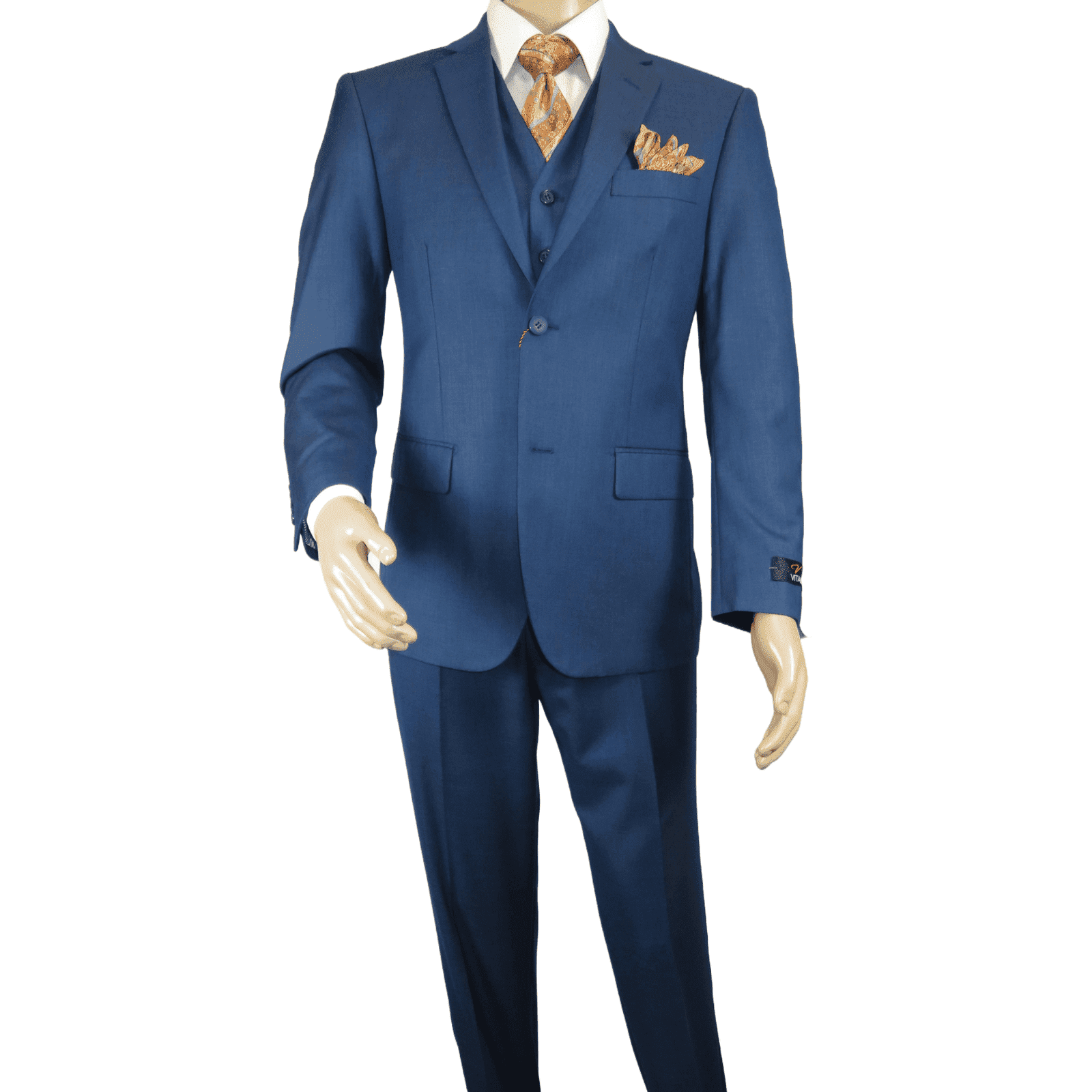 Mens Vitali Three Piece Suit Vested Sharkskin Sheen M3090 Royal Blue ...