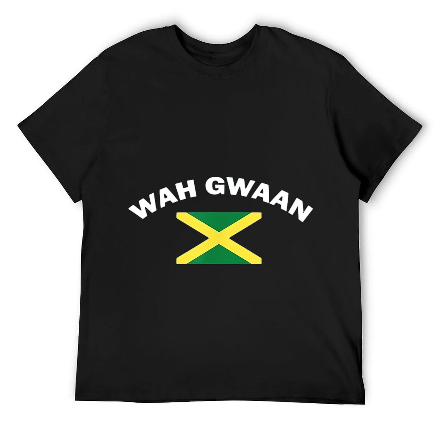 Mens Wah Gwaan Jamaican Jamaica Apparel Slang Design T Shirt Black X