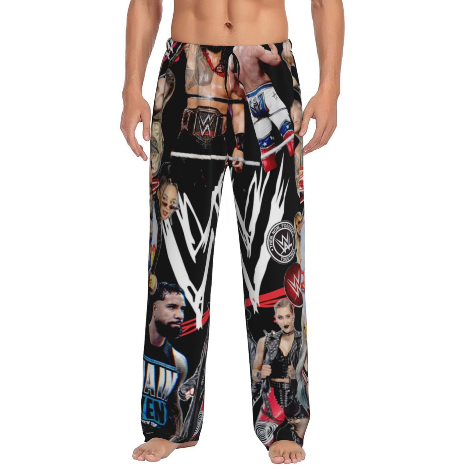 Mens WWE Pajama Pants Soft Lightweight Pajama Pants for Men with Button ...
