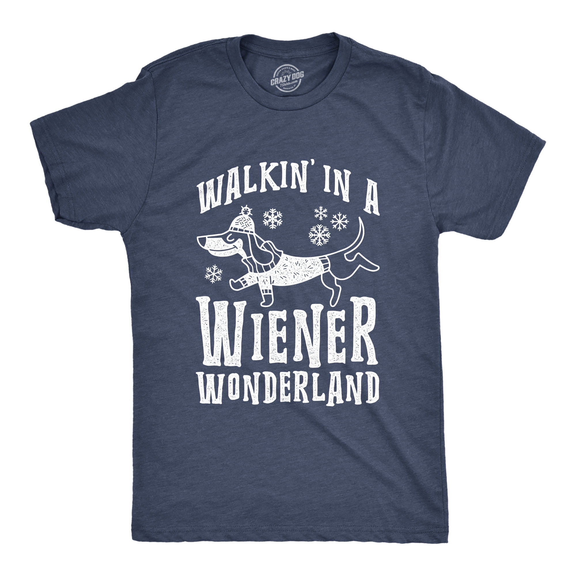 Crazy Dog T-Shirts Mens Walkin In A Wiener Wonderland Christmas Tee ...