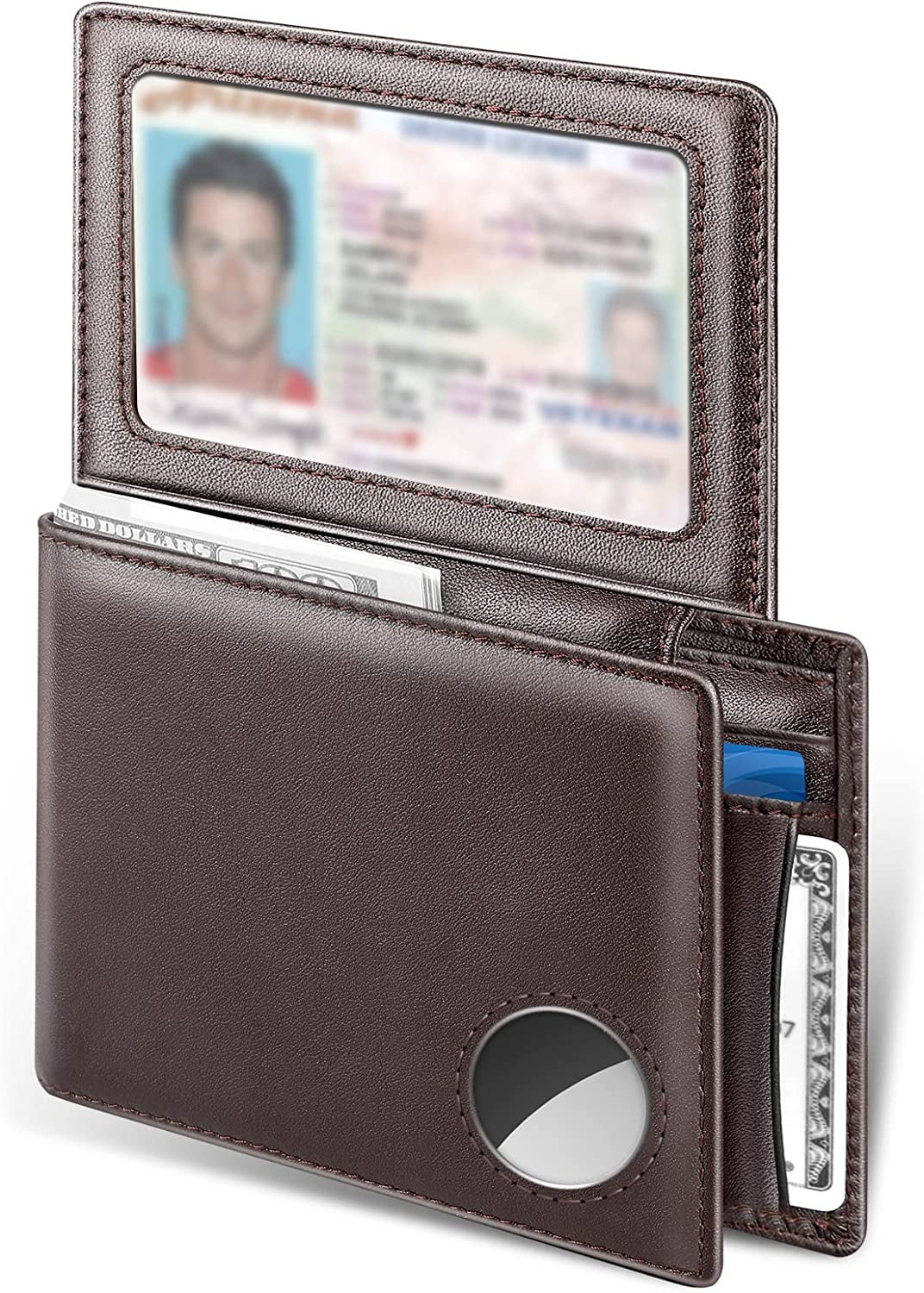 Mens Wallet for Airtag, Bifold Genuine Leather Wallet with Air Tag ...