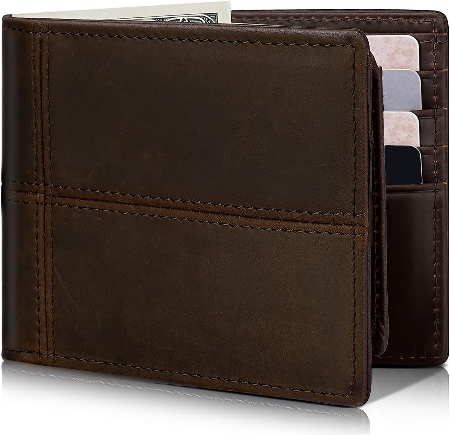 Mens Wallet Bifold RFID Blocking Wallet for Men with 2 ID Windows 12 ...