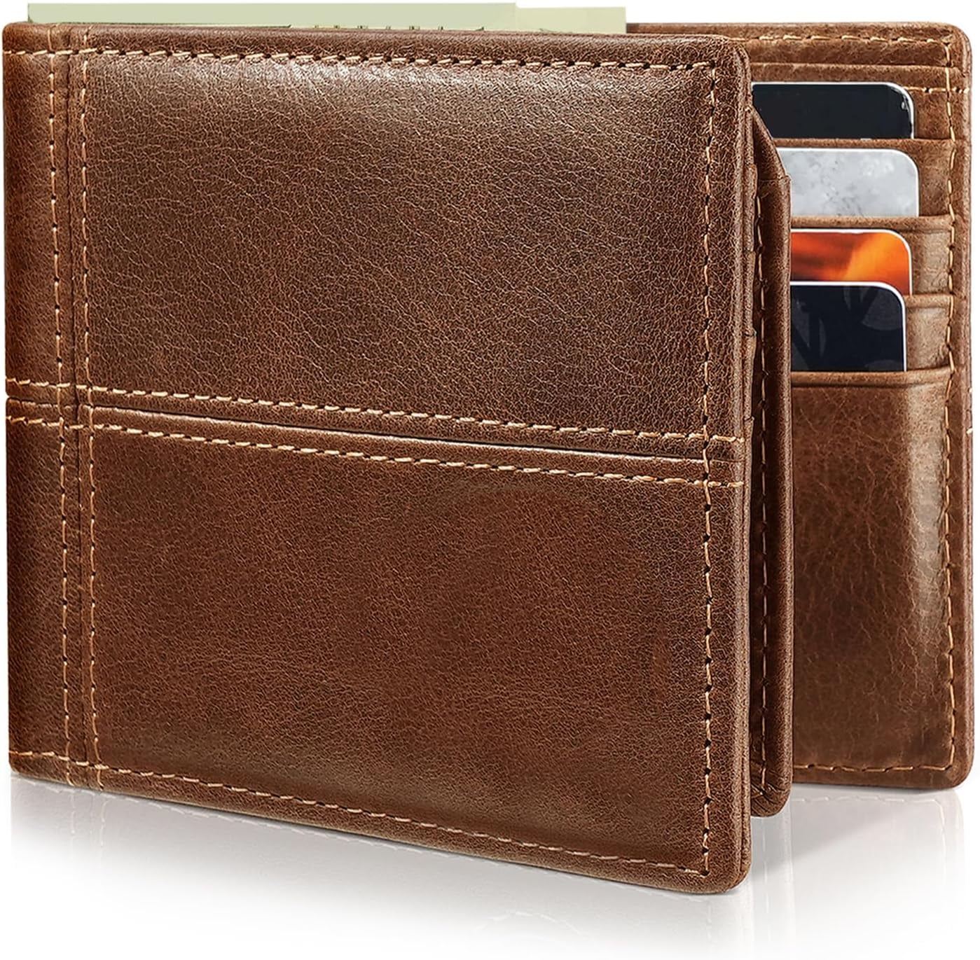 Mens Wallet Bifold RFID Blocking Wallet for Men with 2 ID Windows 12 ...
