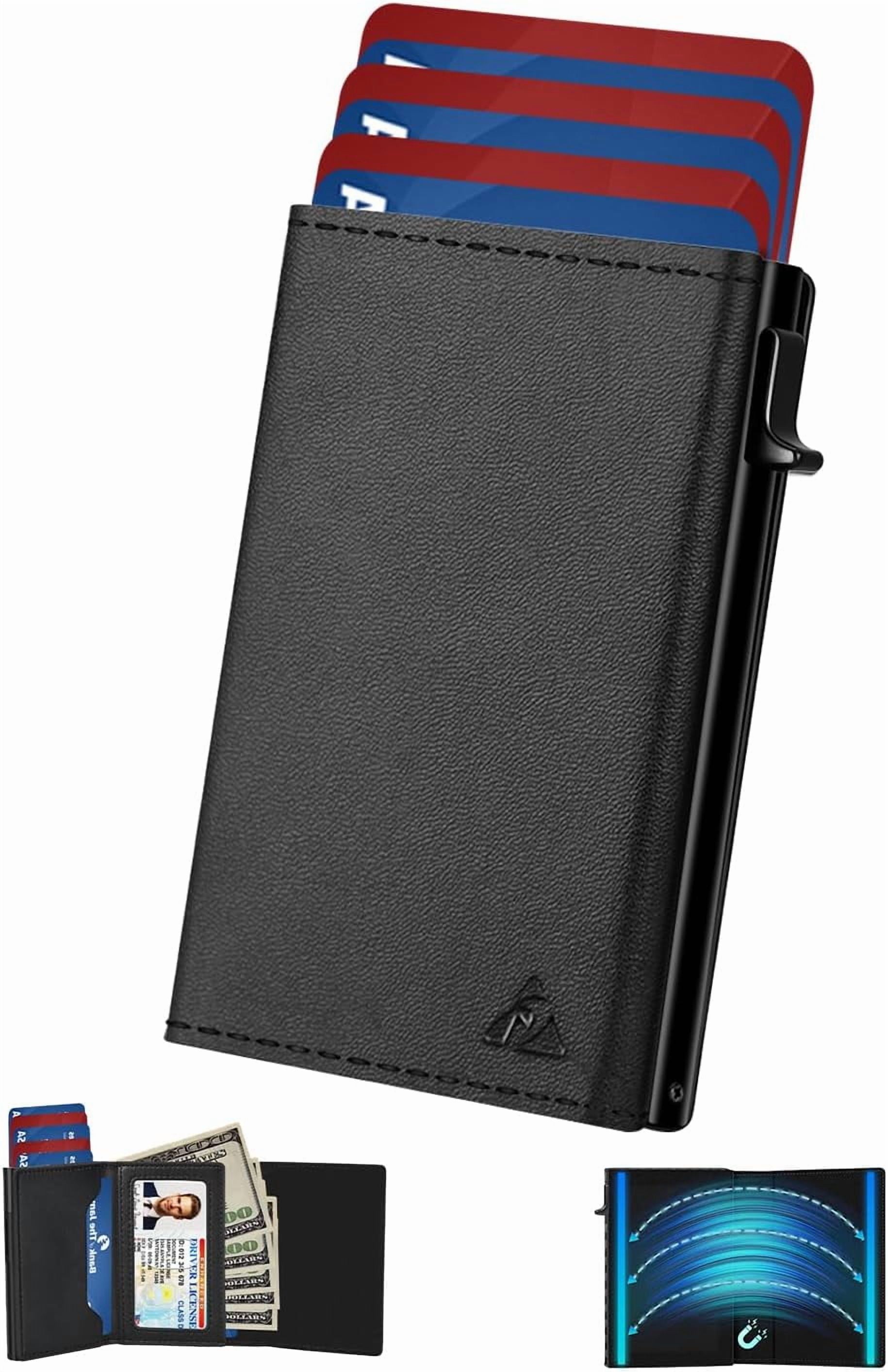 Mens Wallet Card Holder - Pop Up Case, Flexible Microfiber Leather ...