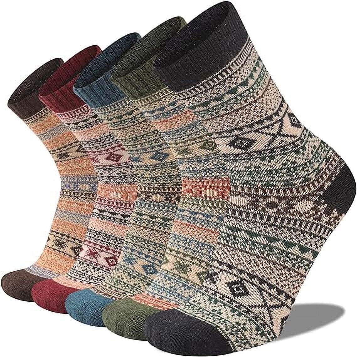 Mens Warm Wool Socks Thermal Winter Thick Crew Pattern Socks Cold ...