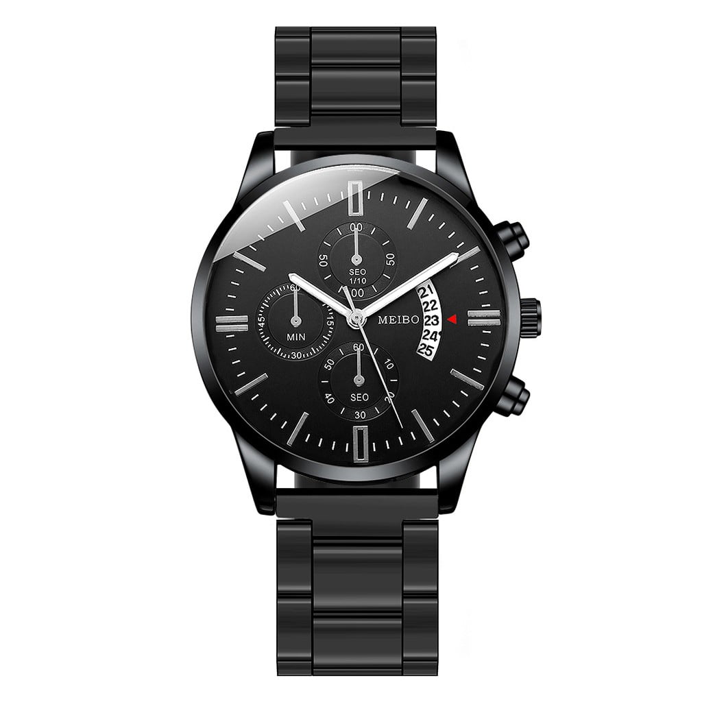 Mens Watches Meibo Sleek Minimalist Stainless Steel Three-Eye Quartz ...