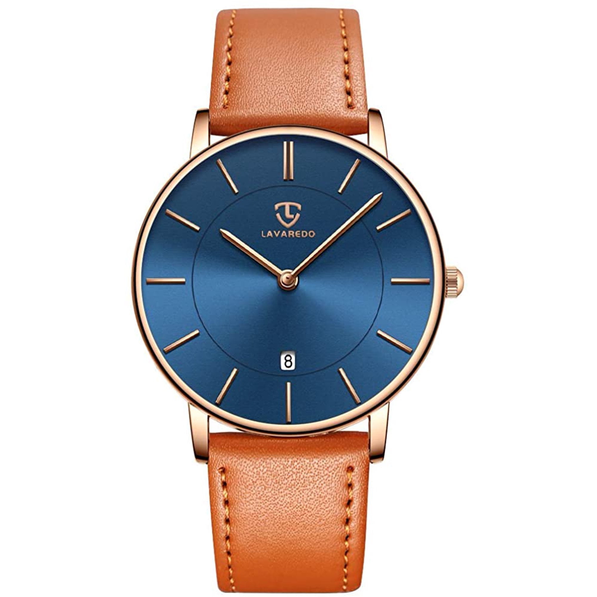 Men's Ultra-Thin Minimalist Quartz Date Watch, Waterproof with Leather ...