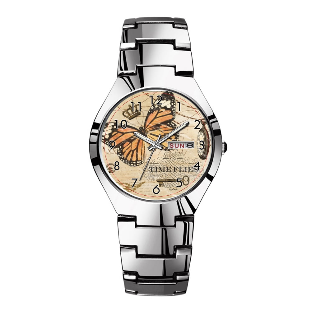 Mens Watches Silvery Steel Band Top Brand Waterproof Japan Quartz Watch ...