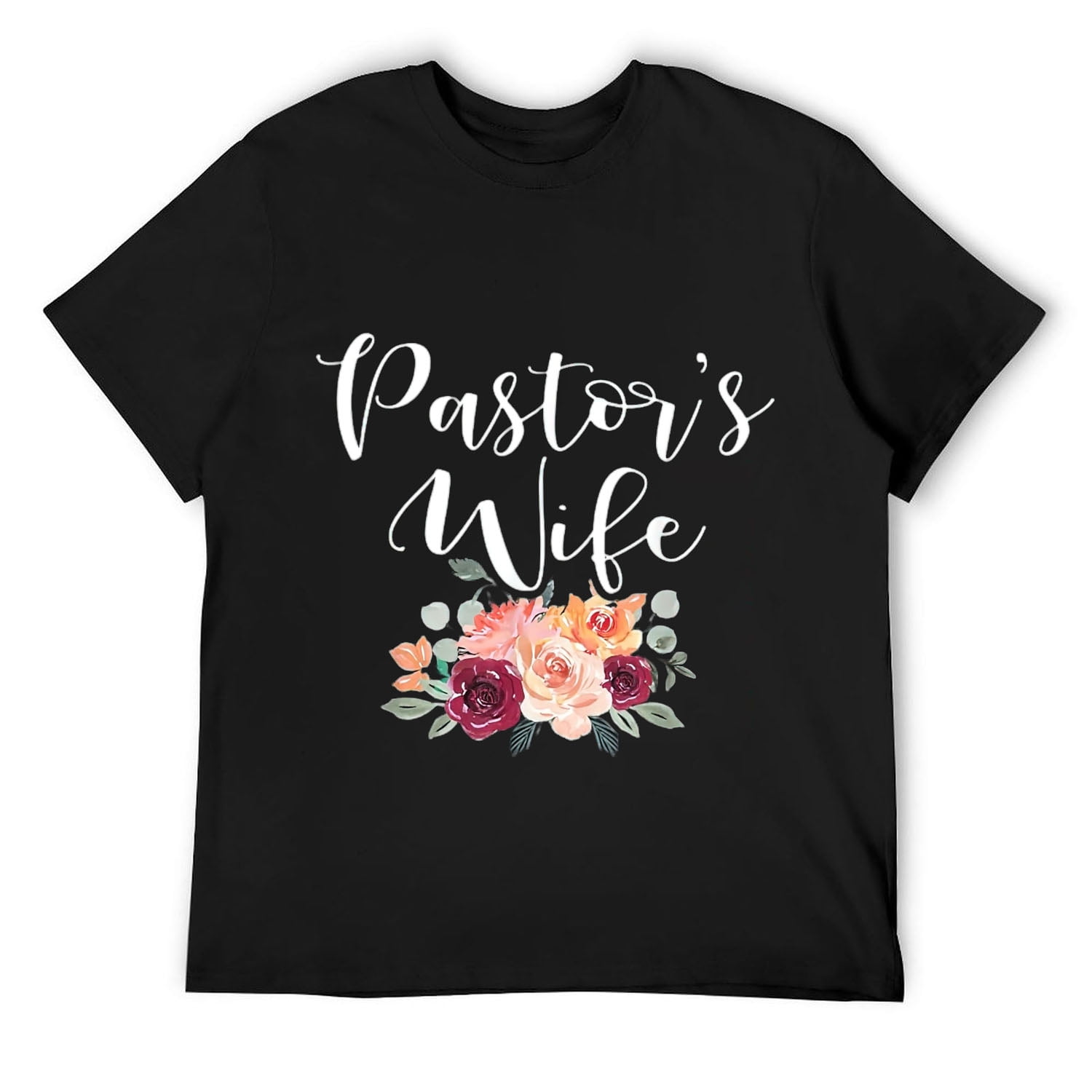 Mens Watercolor Floral Pretty Pastor's Wife T-Shirt Black - Walmart.com