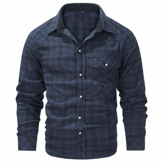 Mens Western Flannel Shirt Pearl Snap Long Sleeve Checkered Plaid ...