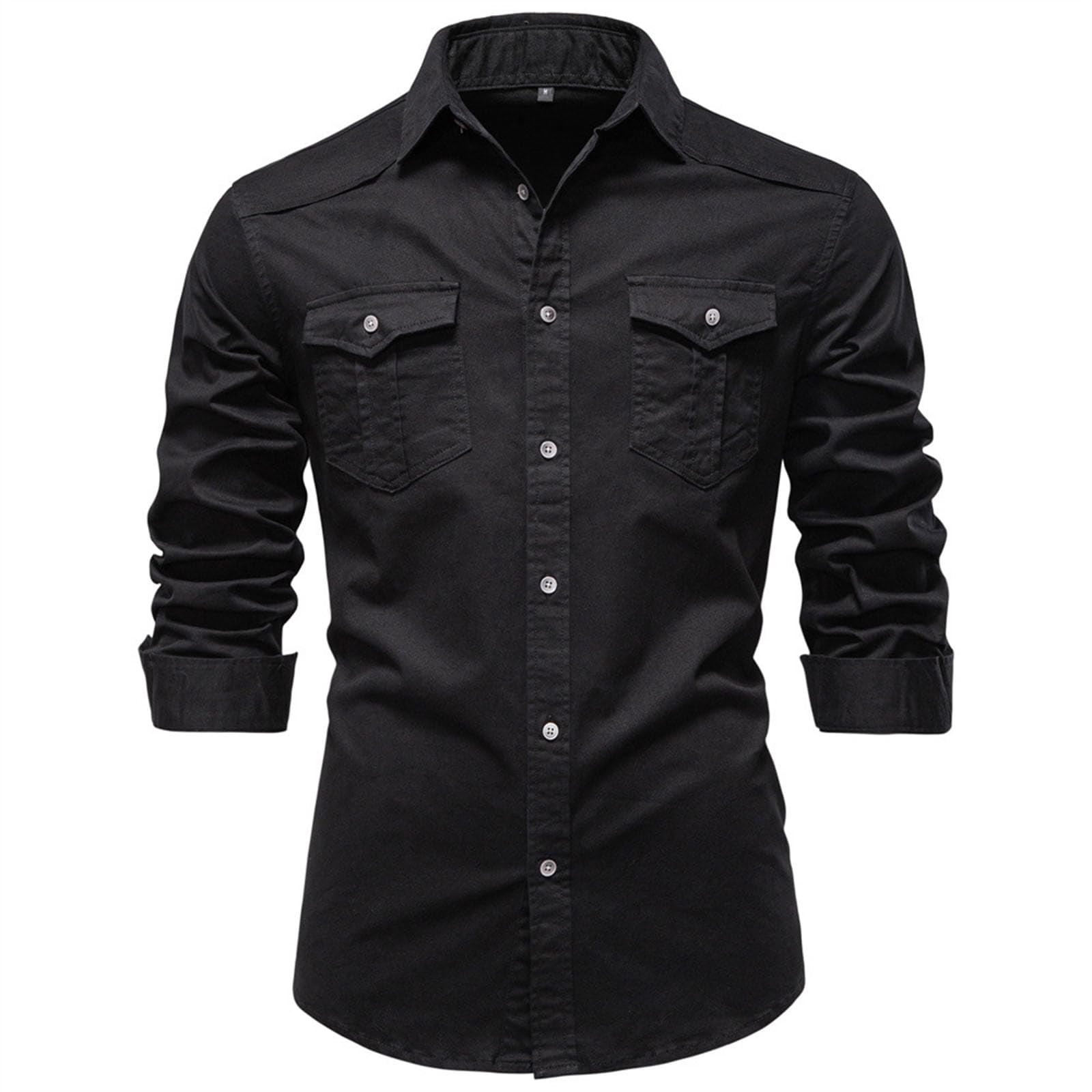 Mens Western Shirt Long Sleeve Cowboy Button Down Work Shirt with ...
