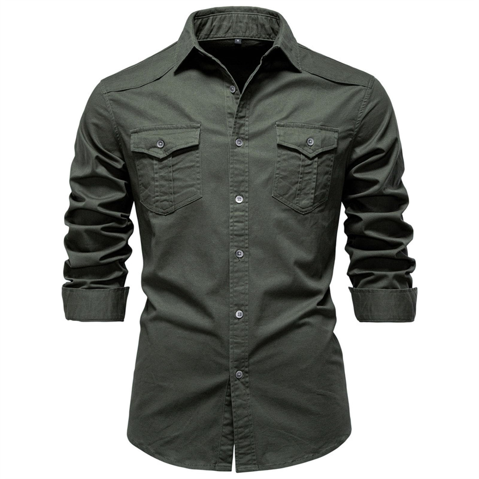Mens Western Shirt Long Sleeve Cowboy Button Down Work Shirt with ...