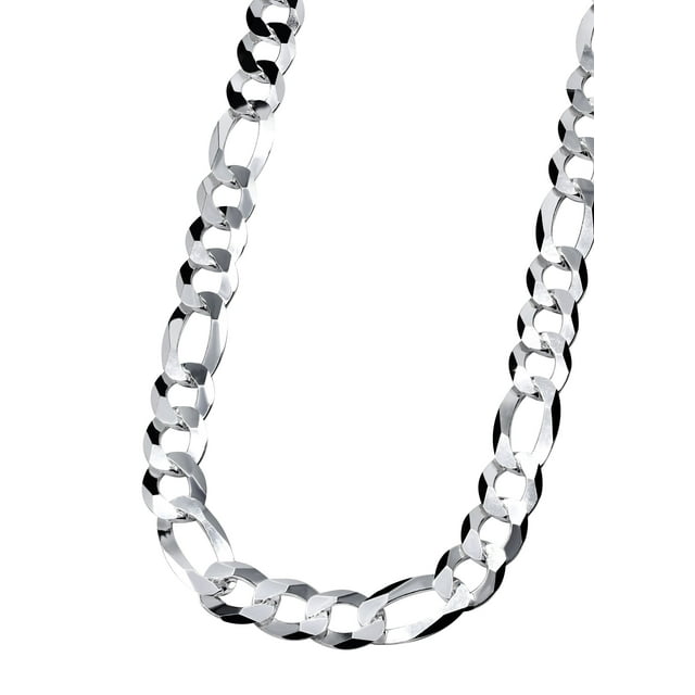 Mens White Gold Chain - Solid Figaro Chain - Silver / 10K / 14K ...