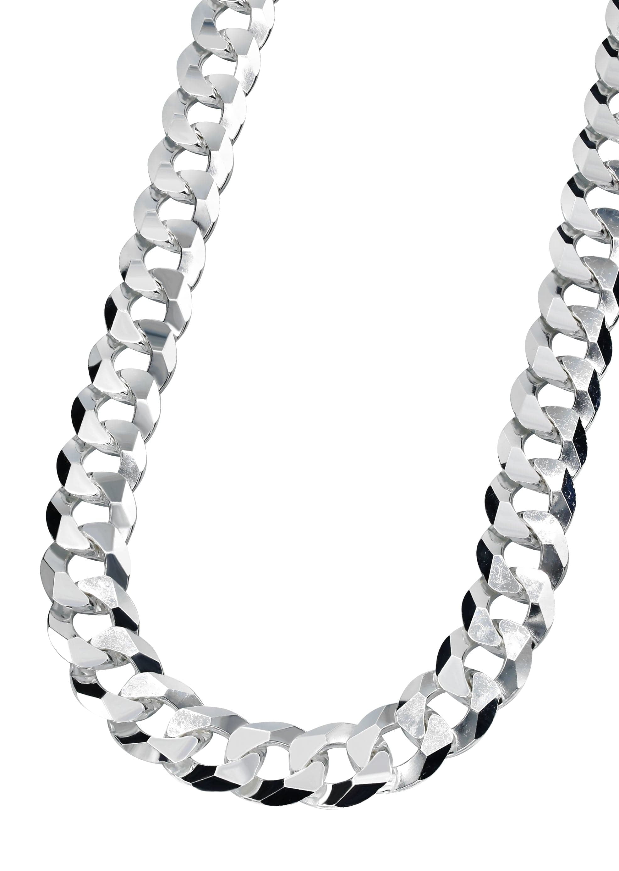 Mens White Gold Chain - Solid White Curb Chain - Silver / 10K / 14K ...