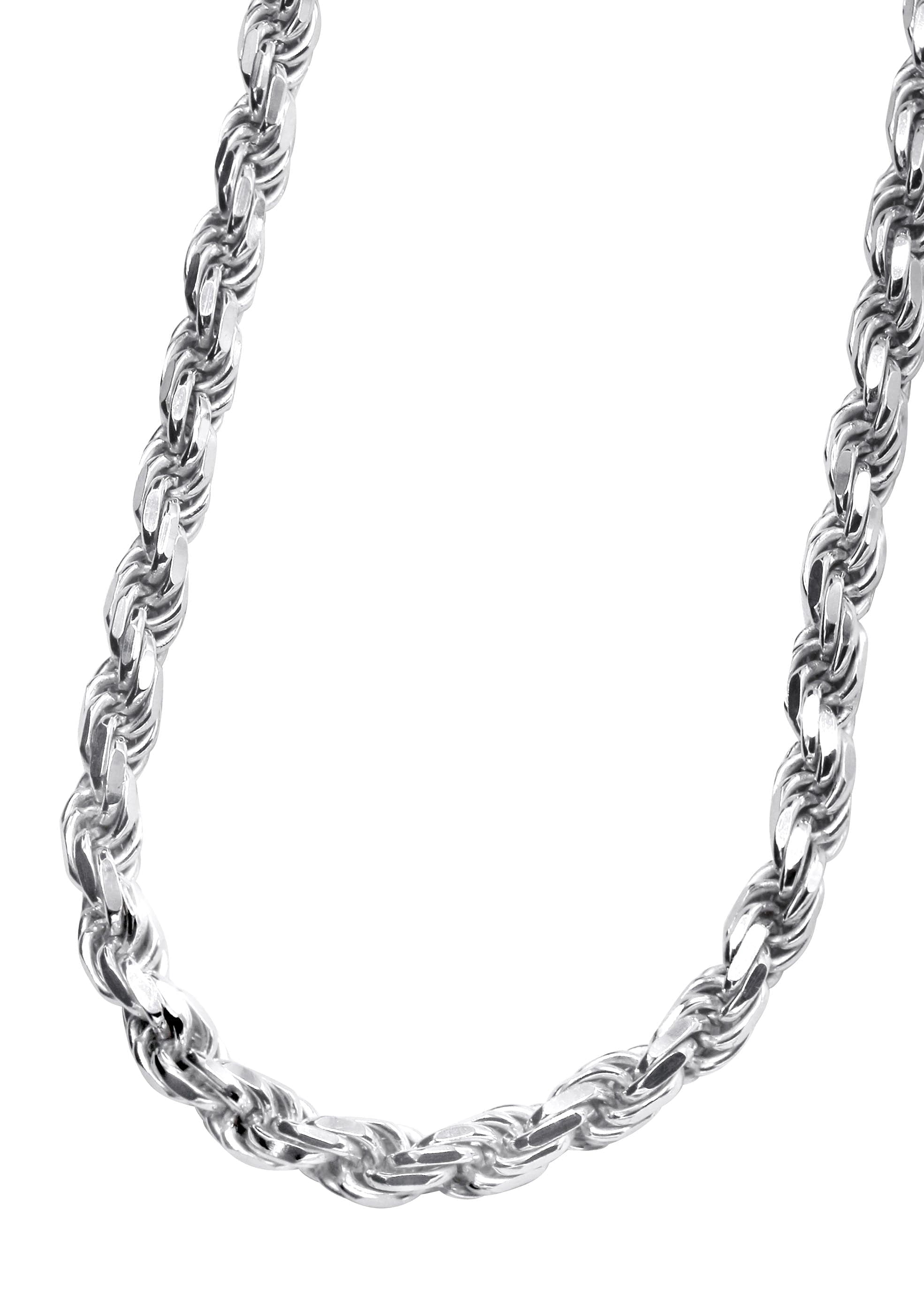 Mens White Gold Chain - Solid White Rope Chain - Silver / 10K / 14K ...