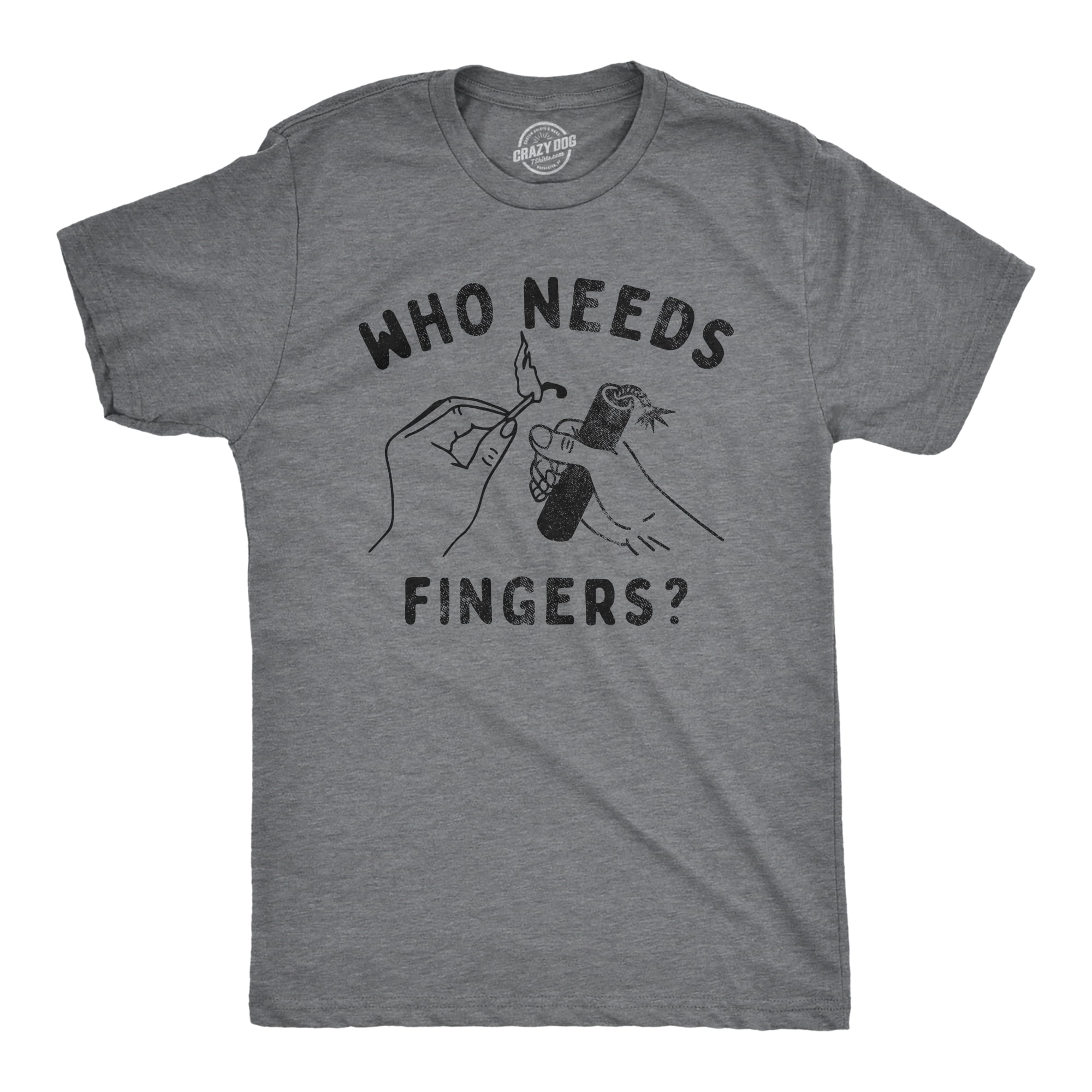 Mens Who Needs Fingers T Shirt Funny Fourth Of July Fireworks Exploding ...