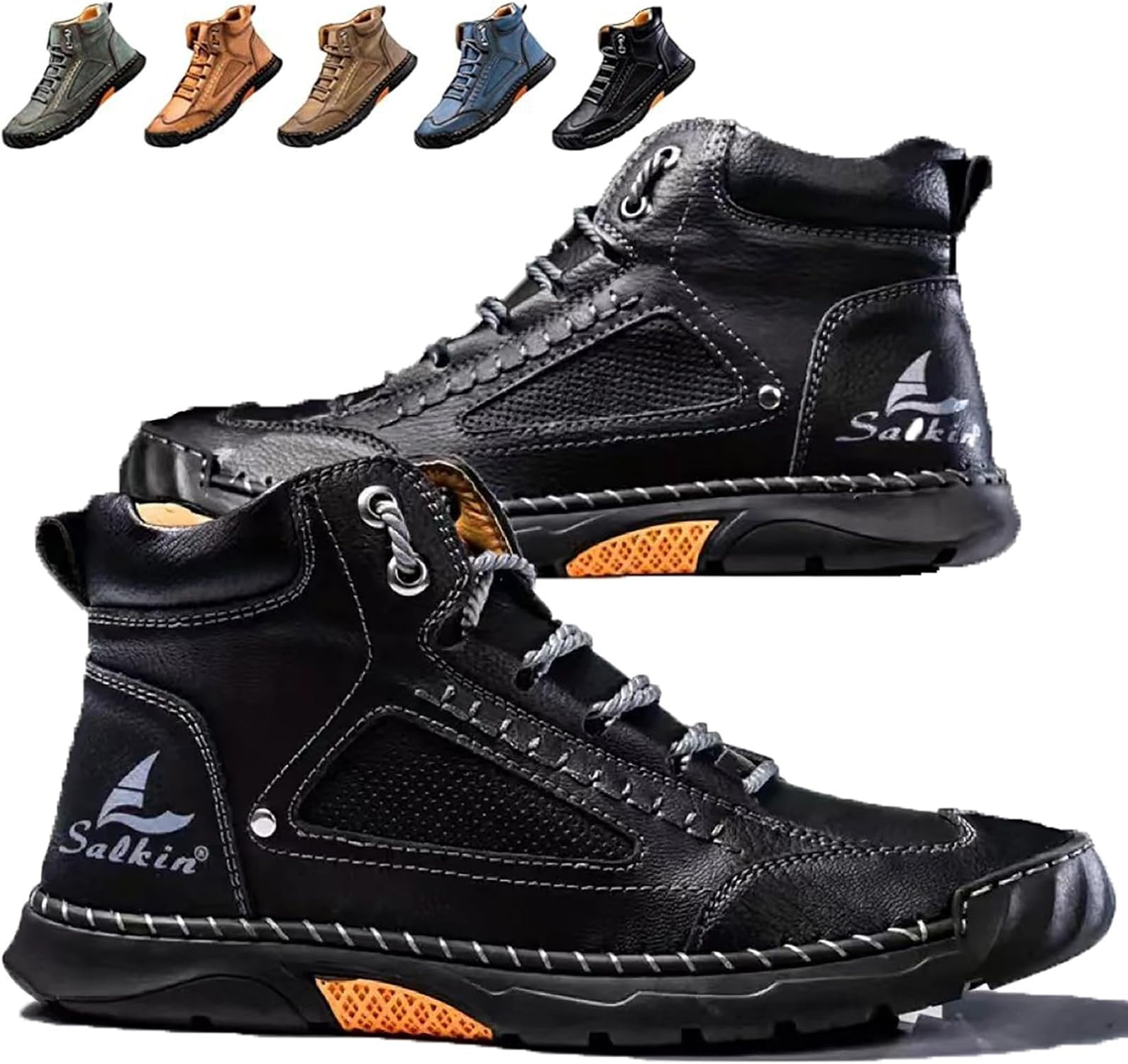 Mens Wide Leather Shoes for Hiking Working, Saw behind Men's ...