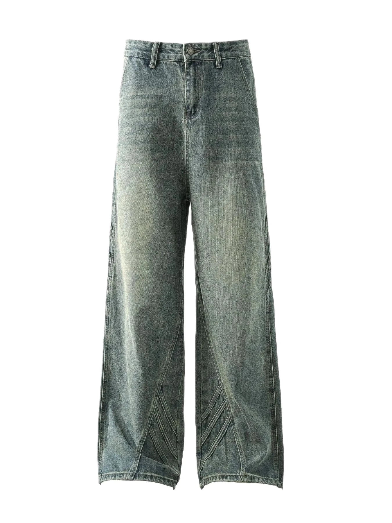 Mens Wide Leg High Waist Washed Jeans with Slight Stretch Durable ...