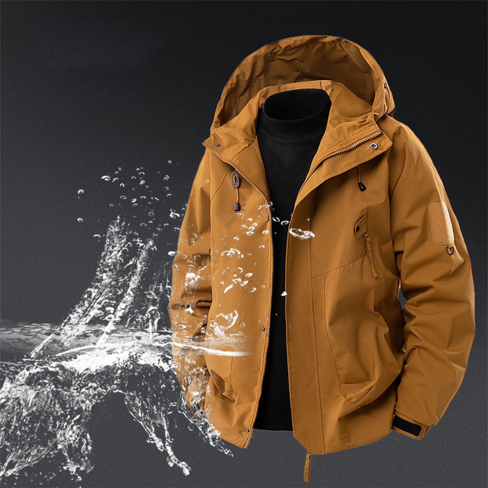 Mens Windbreaker Jackets Lightweight Waterproof Hooded Rain Jacket ...