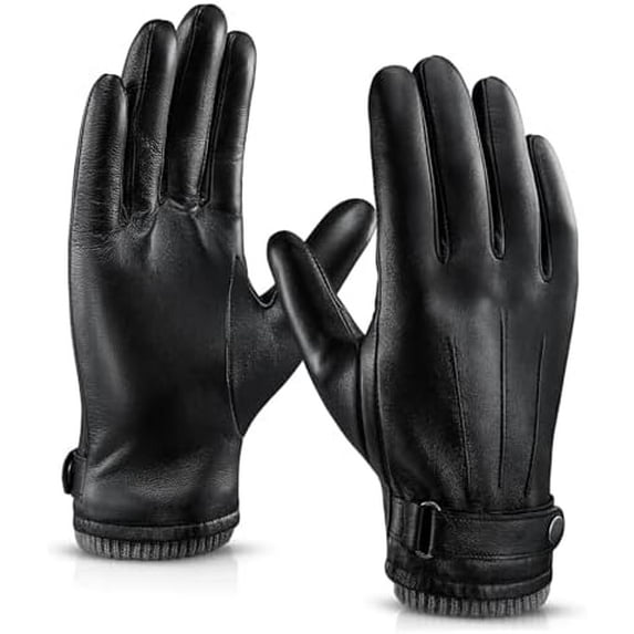 Mens Winter Gloves Nappa Leather Warm Wool Touchscreen Dress Glove ...