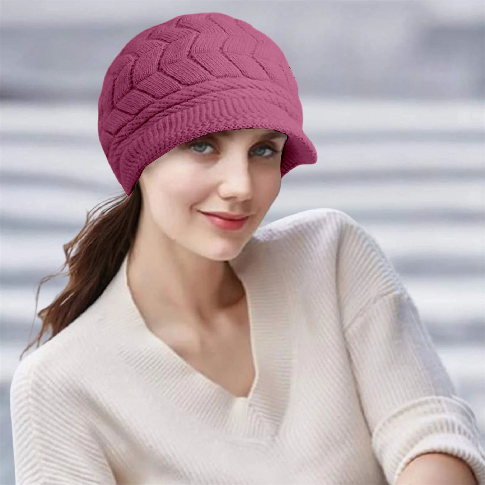 Mens Winter Hats with Ear Flaps and Brim Head Warm Knit Stocking Cap for Outdoor Skiing Ski Cap ...