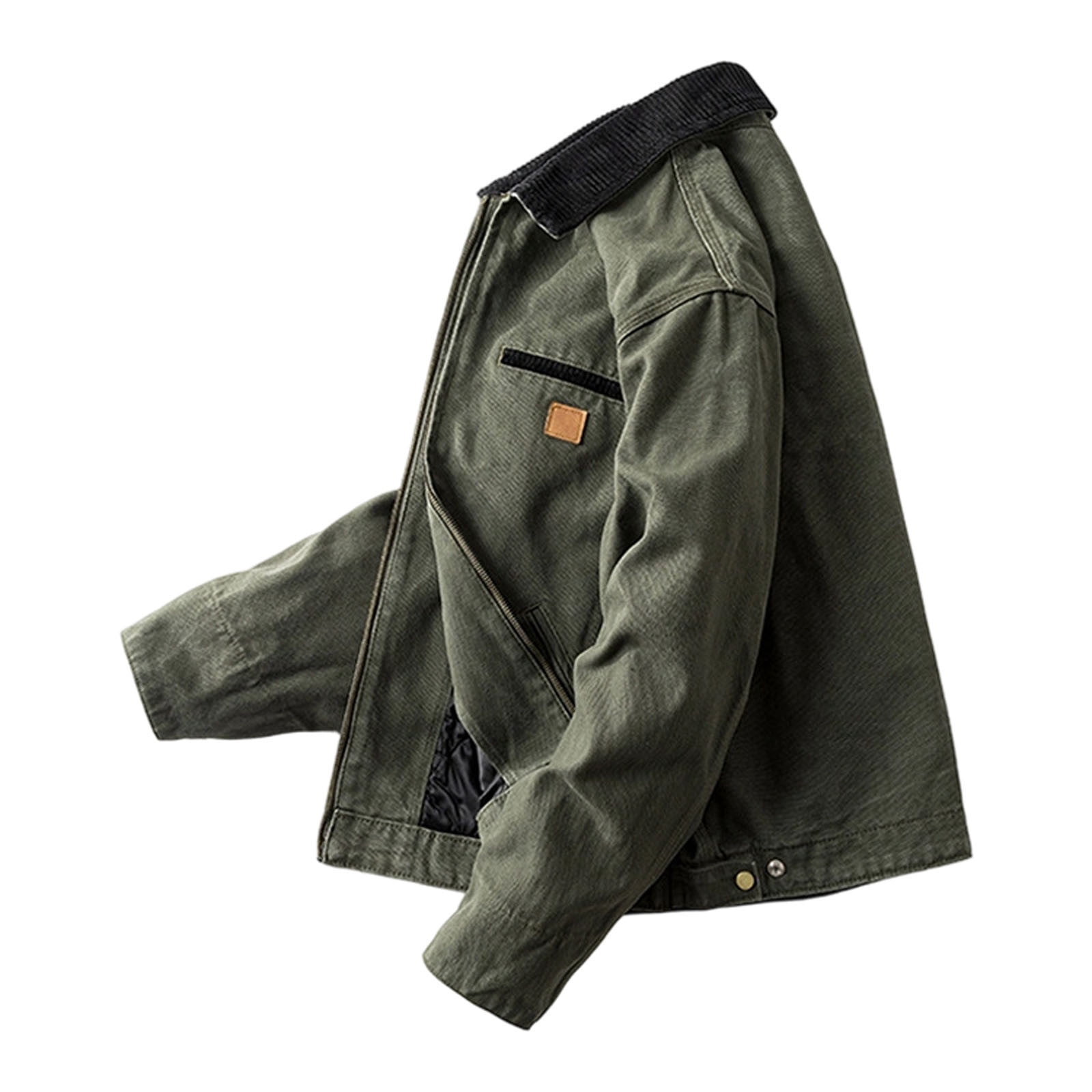 Mens Winter Jackets Color Block Canvas Zip Up Style Cotton Insulated ...