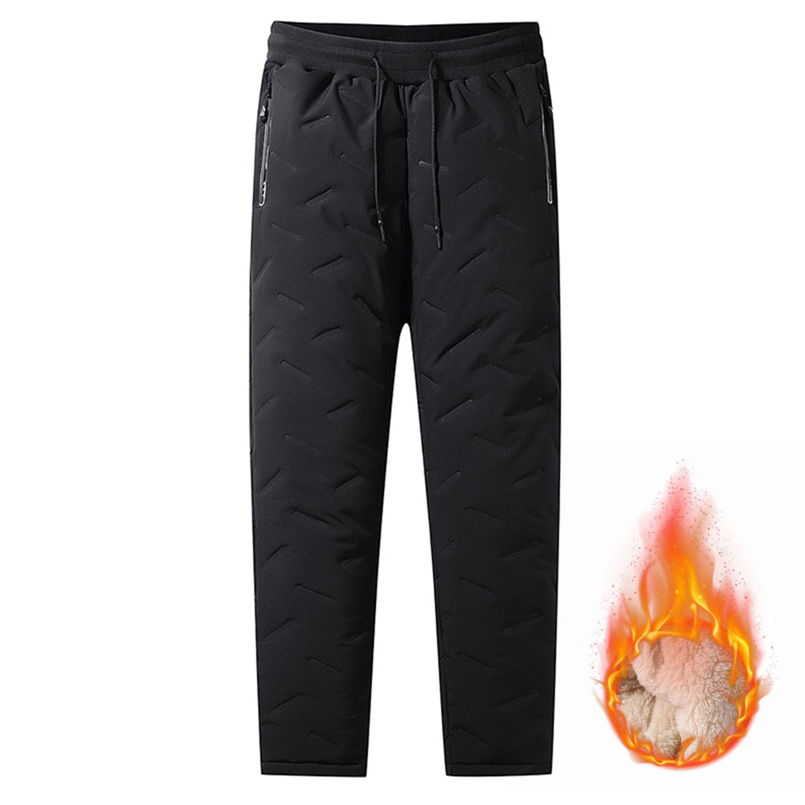 Mens Winter Warm Sweatpant Elastic Waist Drawstring Fleece Sherpa Lined Pants Active Thermal ...