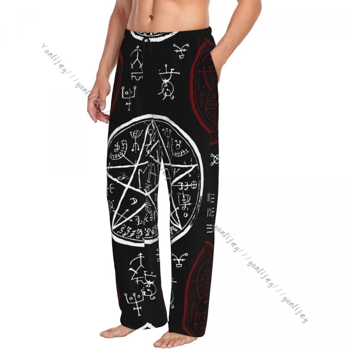 Mens Woman Casual Pajama Sleeping Pants Pentagram And Mystic Symbols ...
