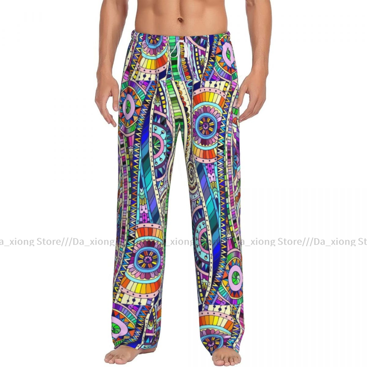 Mens Woman Woman Sleepwear Loose Sleep Pants Pajamas Tribal Ethnic ...