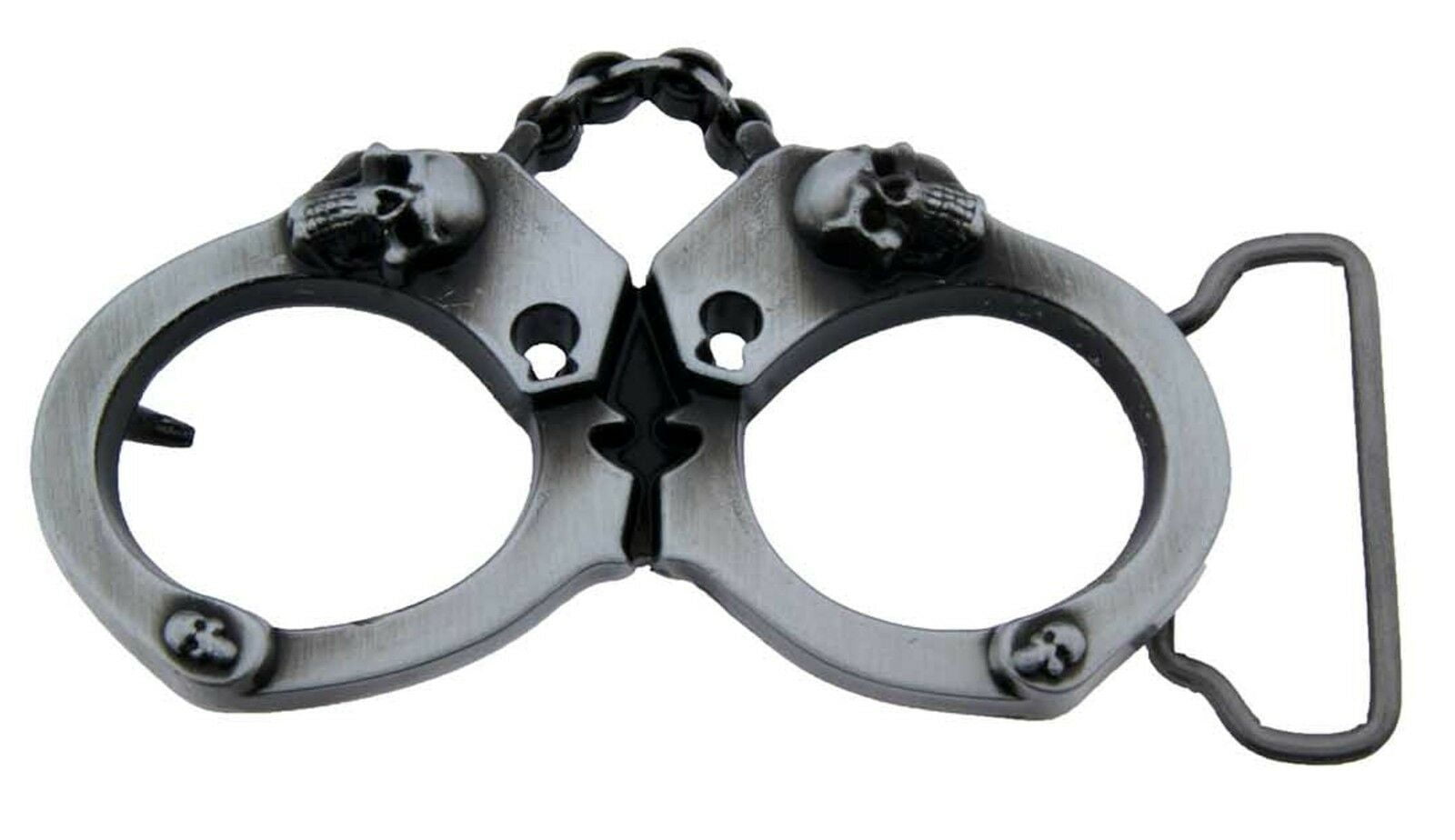 Mens Women Skull Belt Buckle Skeleton Handcuff Sheriff Gothic Metal ...