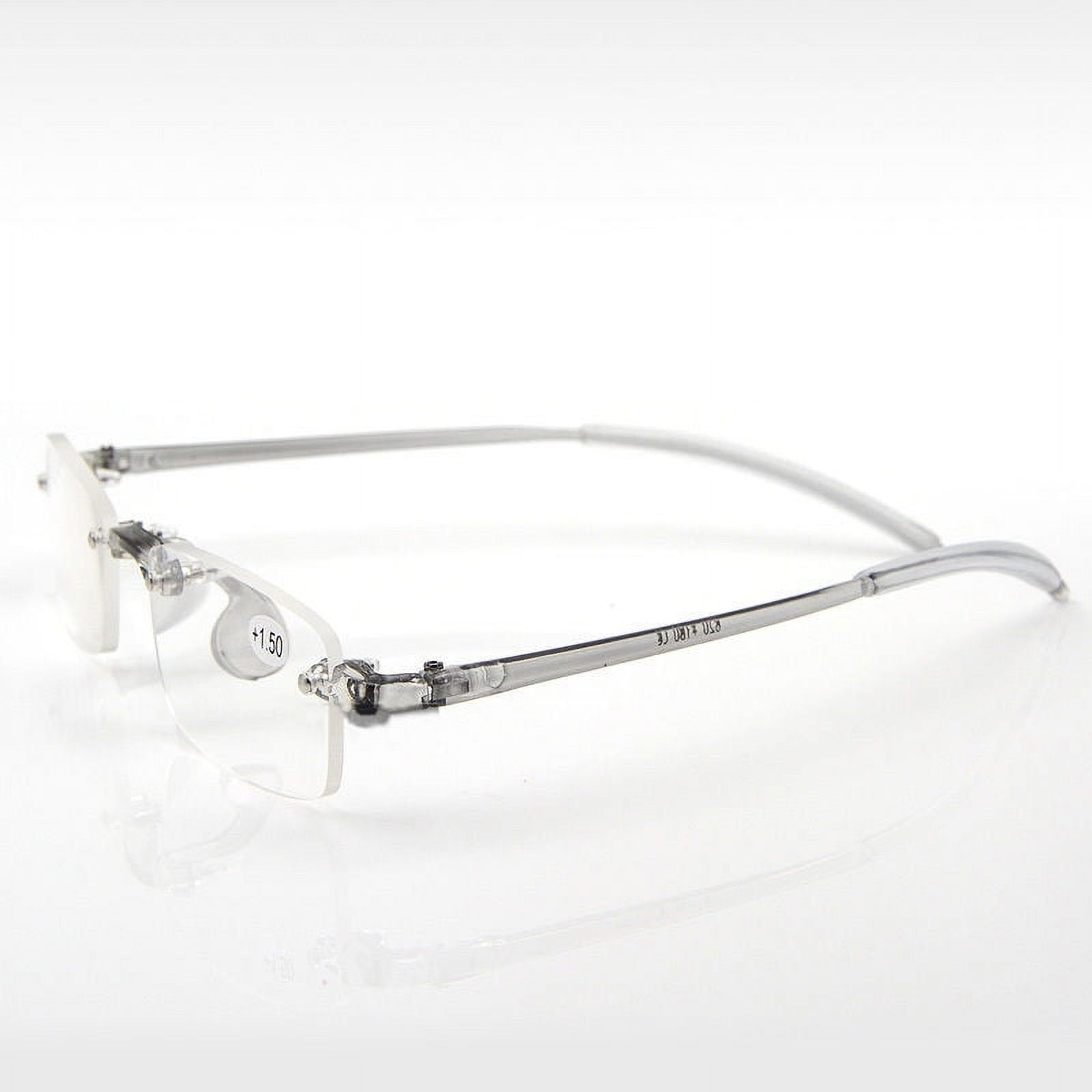 Mens Womens Rimless Resin Reading Glasses Eye Reader Grey Strength +1. ...