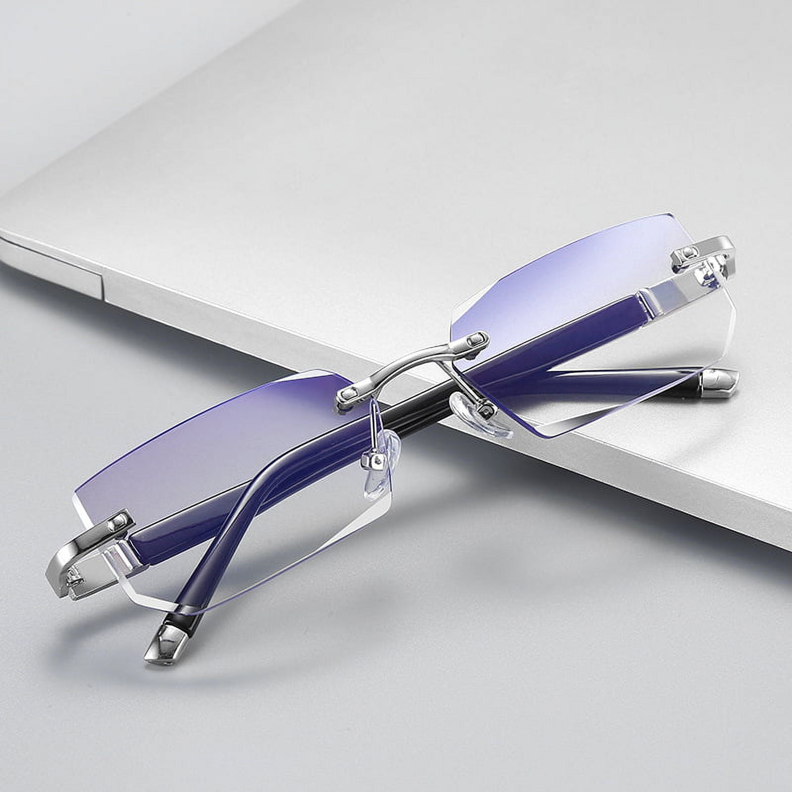 Mens Womens Tinted Rimless Reading Glasses Blue Light Blocking Readers ...