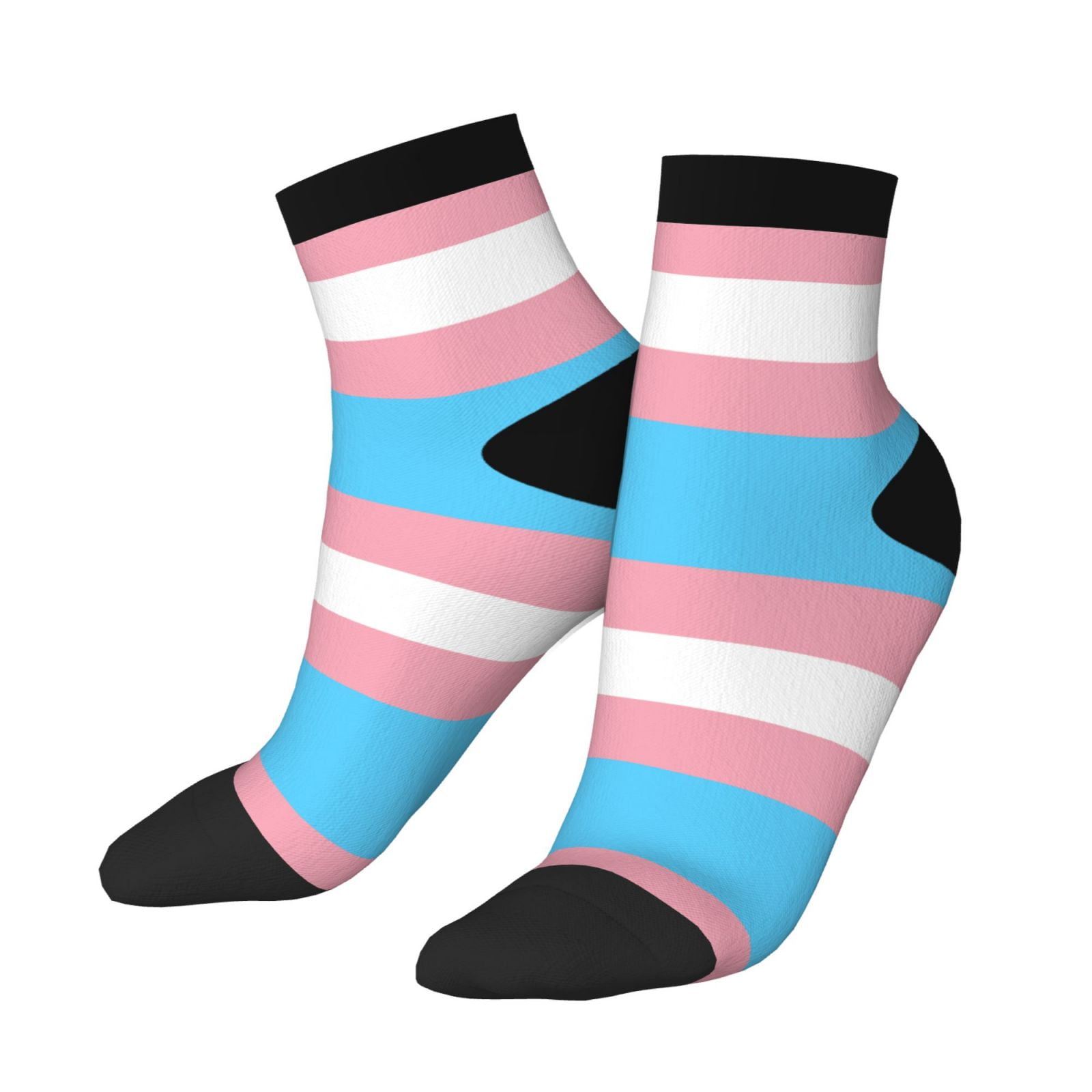 Mens Womens Transgender Pride Flag Novelty Colorful Print Quarter Socks ...