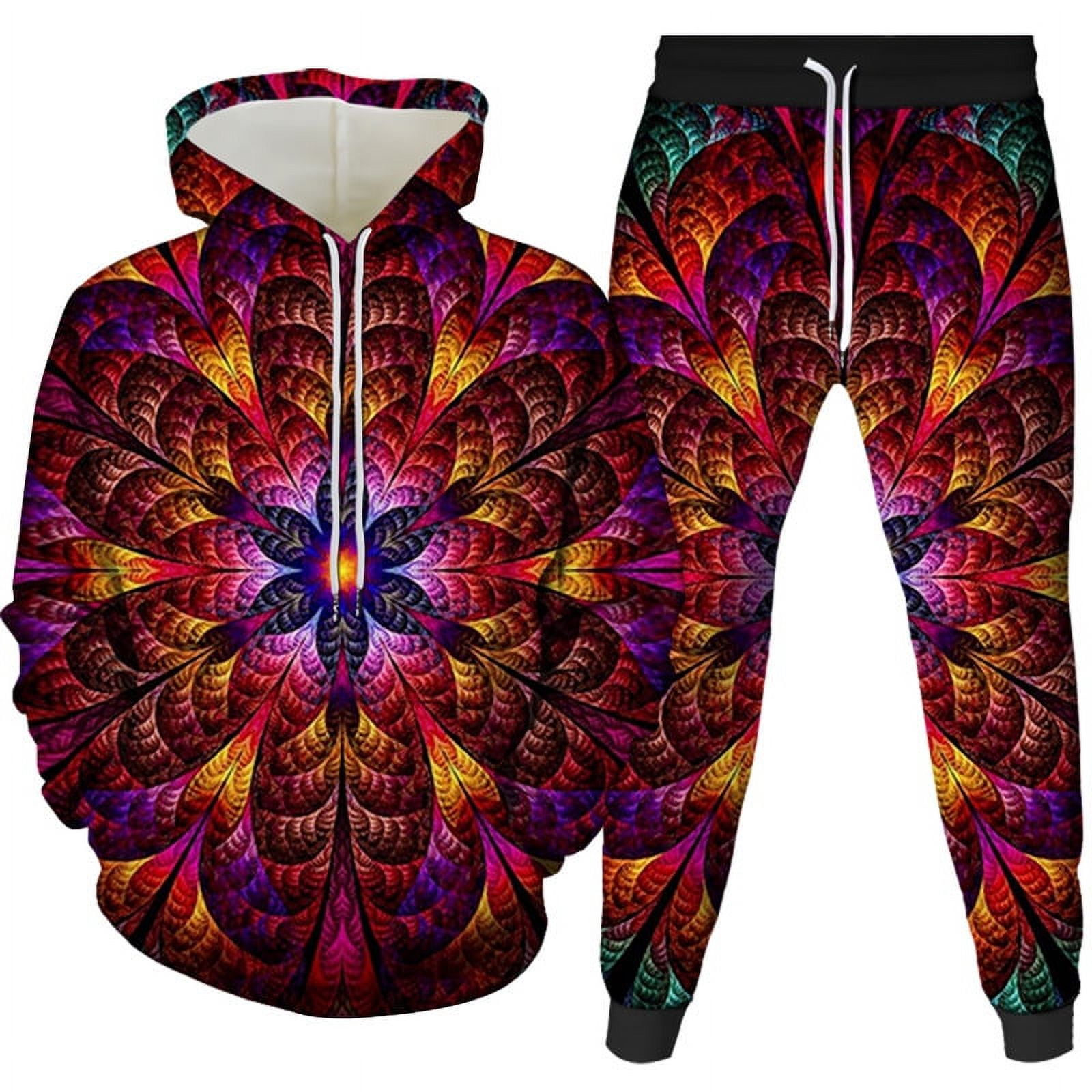 Mens Womens Vertigo Geometry Hoodies And Jogging Pants Set Long Sleeve