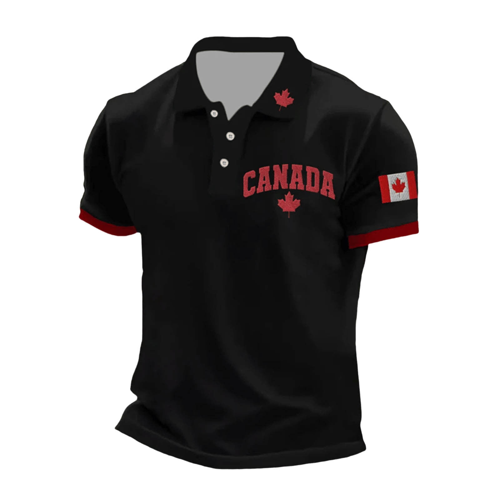 Mens Work Shirt Maple Leaf Slim Fit Chest Pocket Canadian Print Mens ...