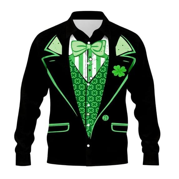 Mens Work Shirts Long Sleeve Print Comfort Button Down Mens Holiday ...