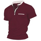 Mens Workout Athletic Shirts Zip Mock Neck Short Sleeve Slim Fit Tees ...