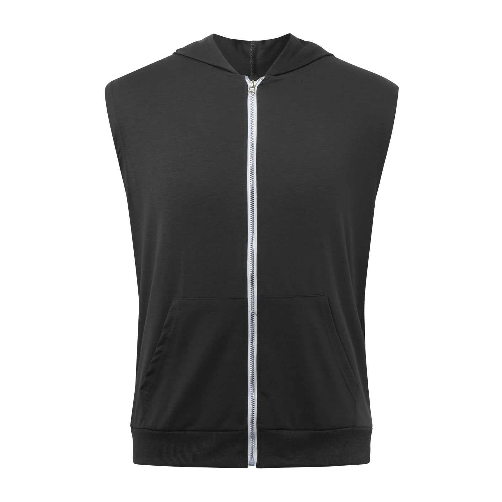 Mens Workout Hooded Tank Tops 2 Pack Zip Up Sleeveless Gym Shirts