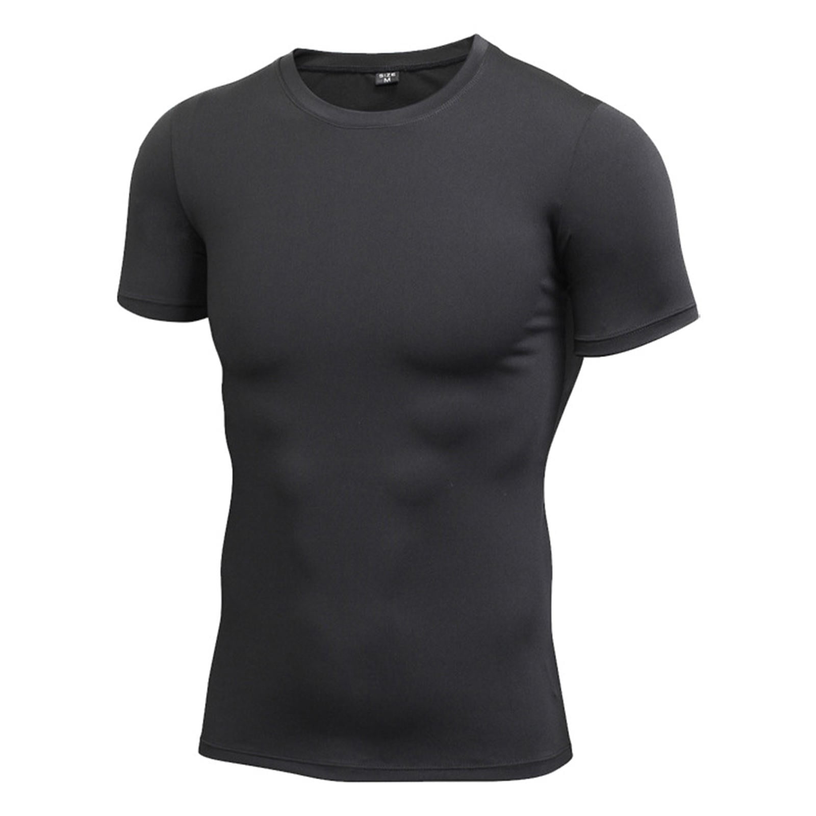 Mens Workout Shirts Active Stretchy Quick Dry Slim Fit Training Wear ...