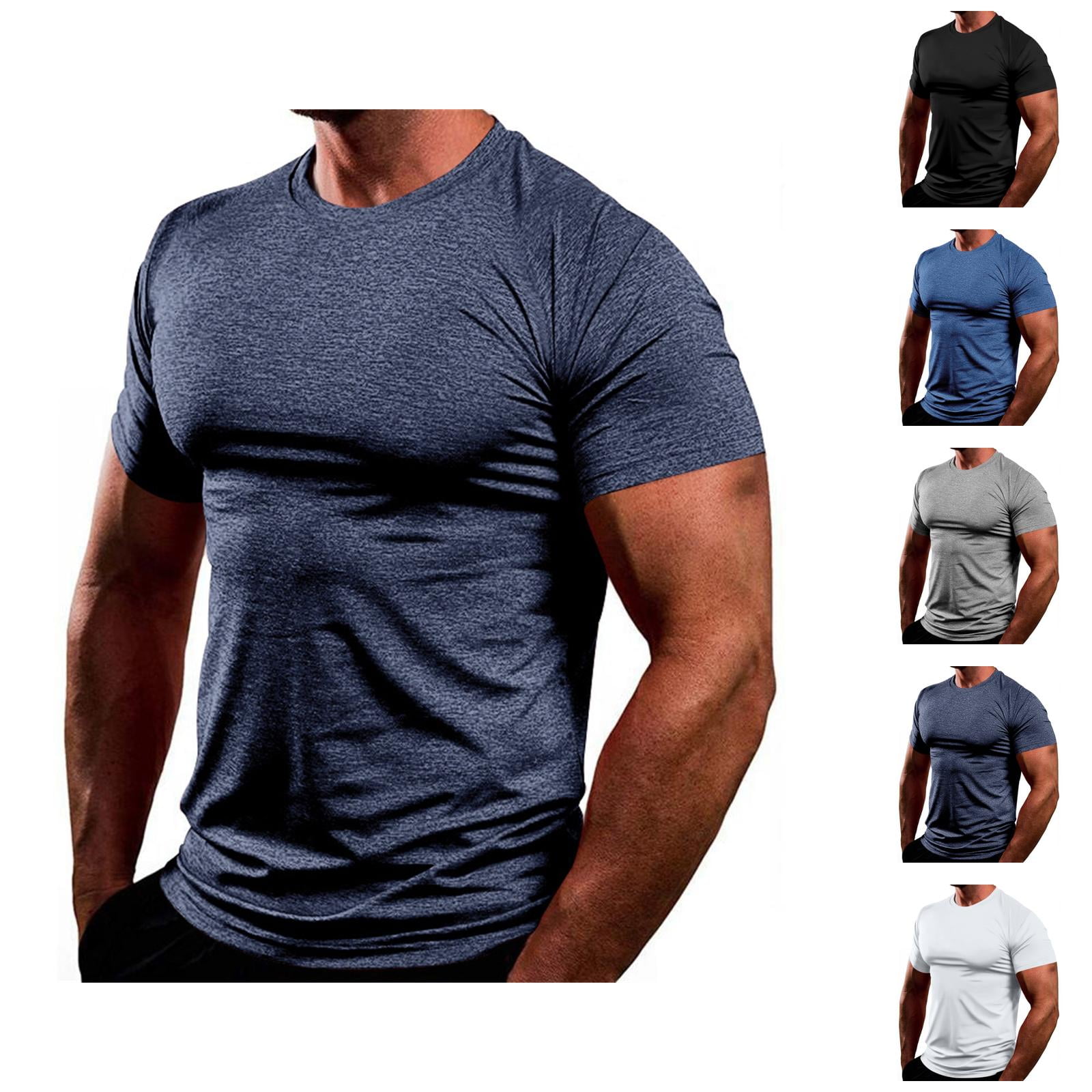 Mens Workout Shirts Summer Quick Drying Lightweight Breathable Short ...