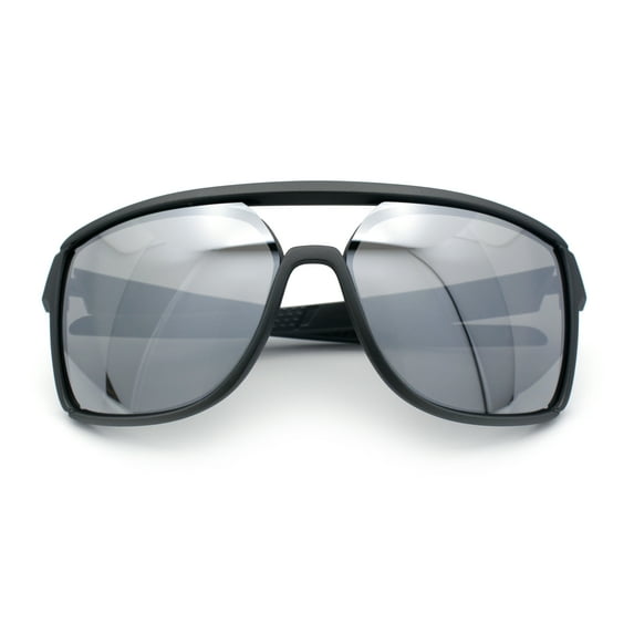 Mens Wrap Arm Oversized Sport Rectangle Mirror Lens Plastic Sunglasses ...