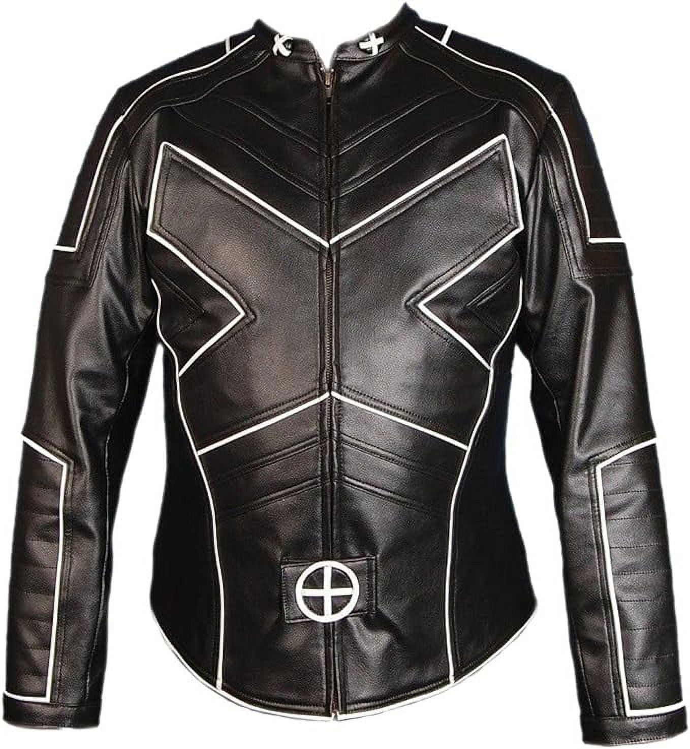 Mens X-Men Style Leather Jacket Regular Fit Biker Motorcycle Genuine ...