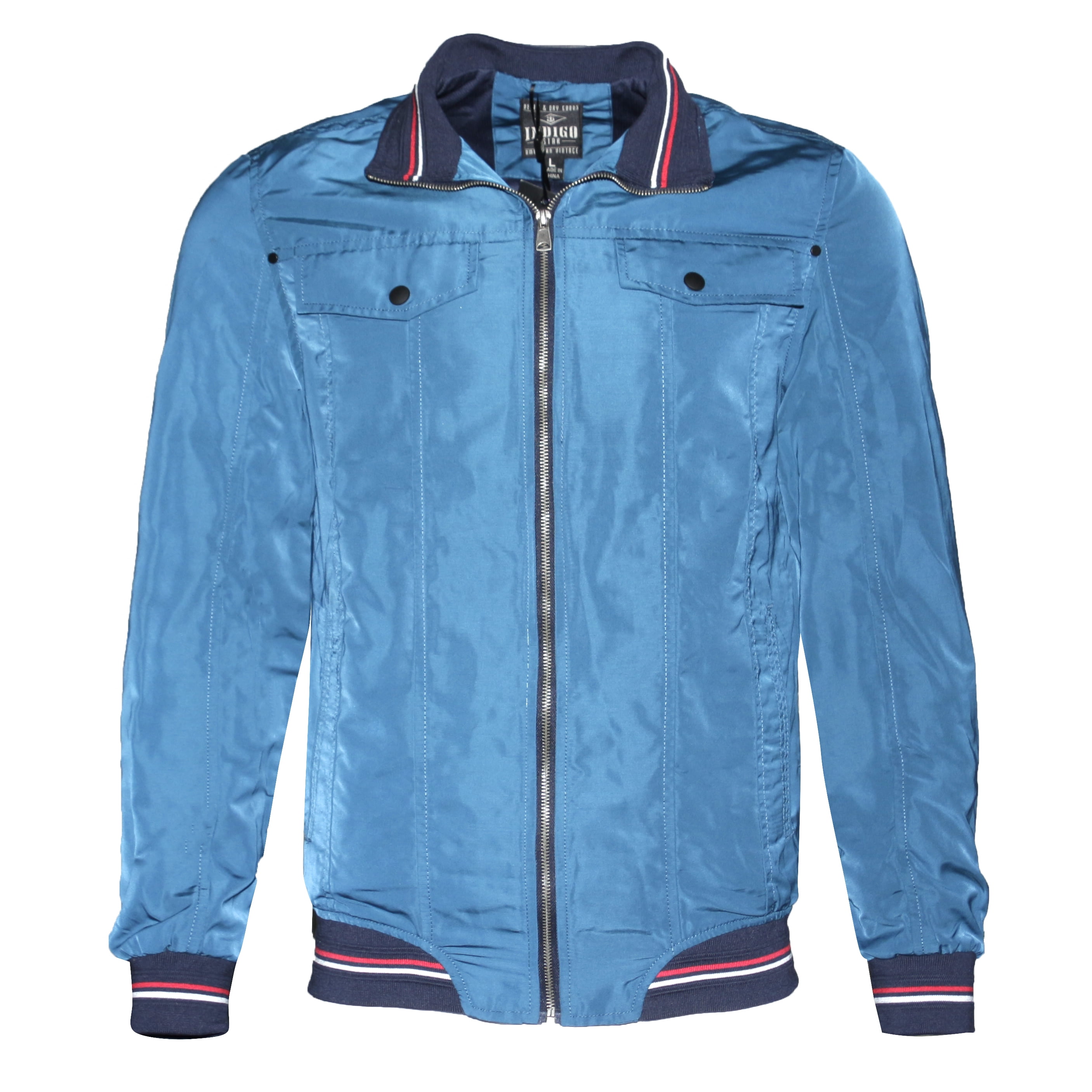 Mens Zipper Casual Jacket Zip Up Front Side Button Pockets Slim Fit ...