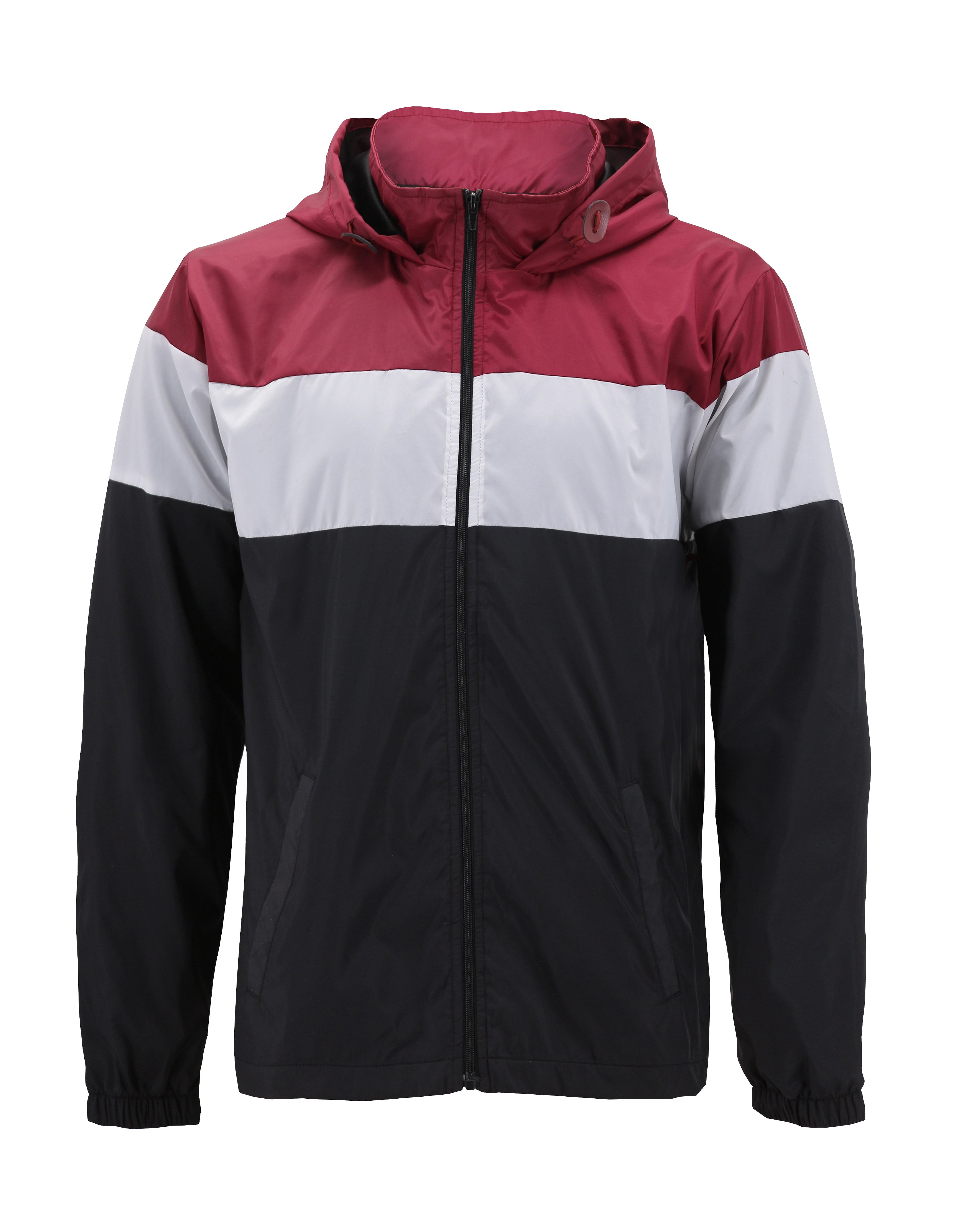 Mens Zipper Hoodie Jacket Zip Up Front Side Pockets Rain Coat Black ...