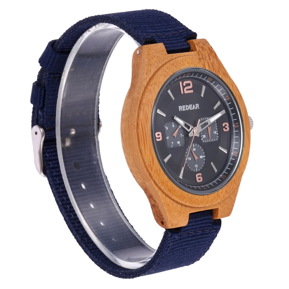 Mens gifts Natural Bamboo Wood Watches for Men Hand Watch with Quartz ...