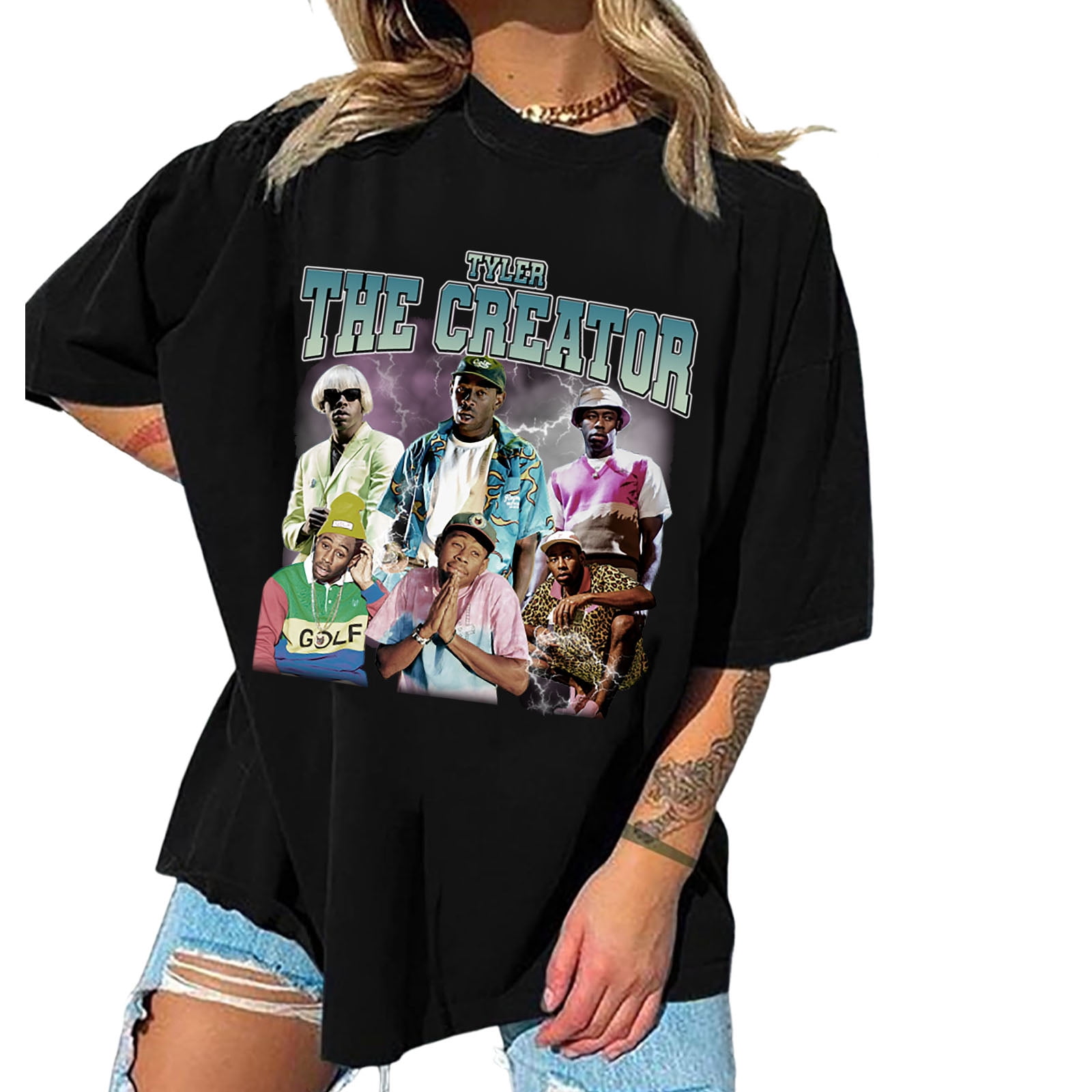 Mens tyleer Rap the creator soft Tour 2024 Oversized shirts Retro 90s ...