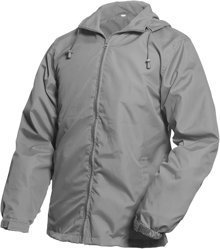 Mens windbreaker water-resistant lightweight rain jacket with hood wind ...