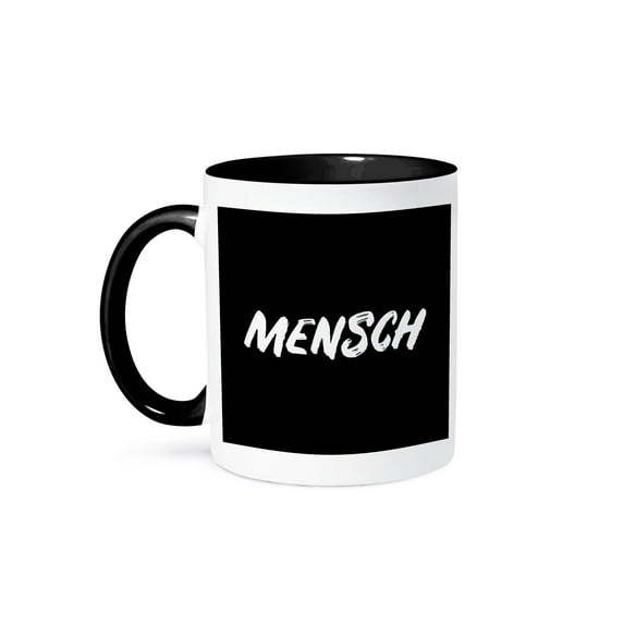 Mensch. White Paint Lettering On A Black Background., 15oz Two-Tone ...